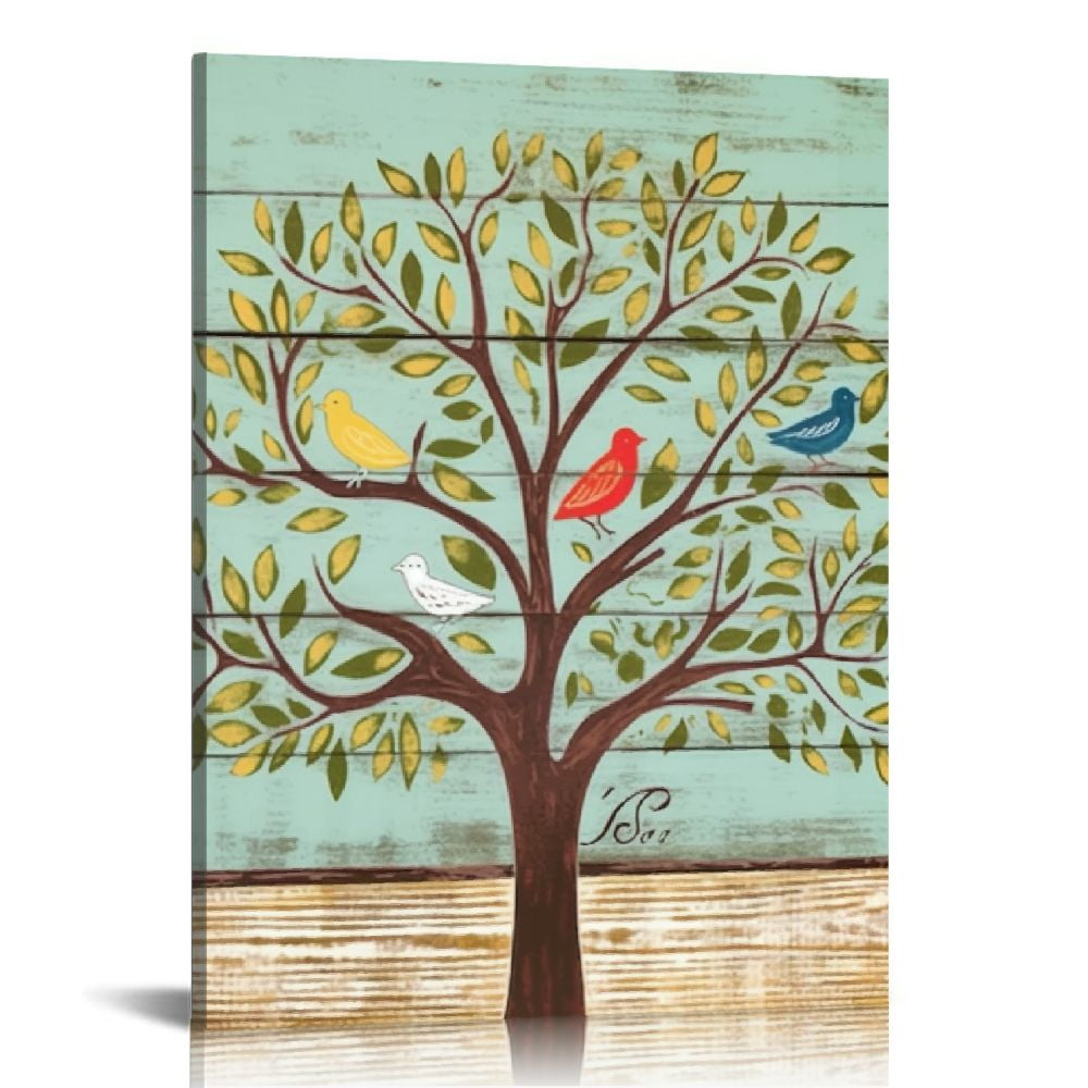 ARISTURING Family Tree Wall Art Canvas,Rustic Multicolor Tree Abstract ...