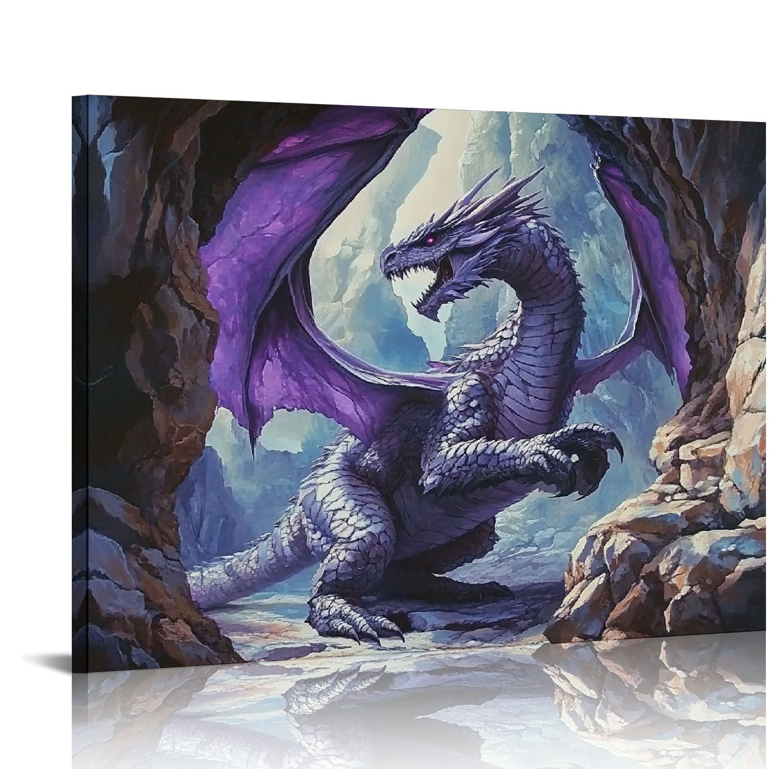 ARISTURING Fantasy Dragon Canvas Wall Art, Purple Mystic Creature ...