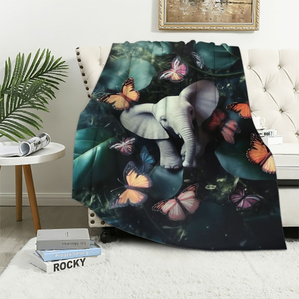 ARISTURING Fantasy Elephant Butterfly Blanket Elephant Gifts for Women ...