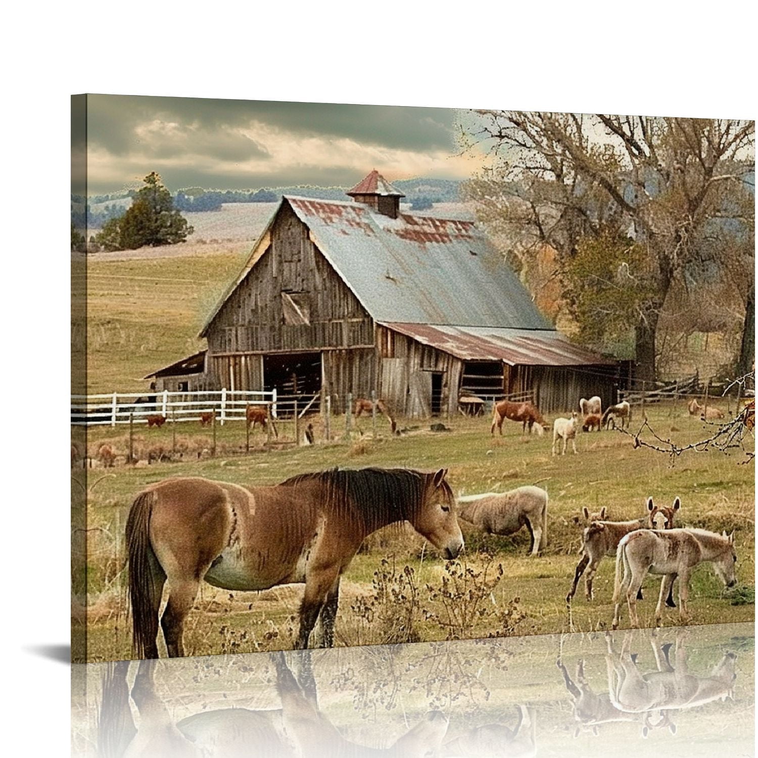 ARISTURING Farm Animal Wall Art Country Rustic Old Barn Pictures Wall ...