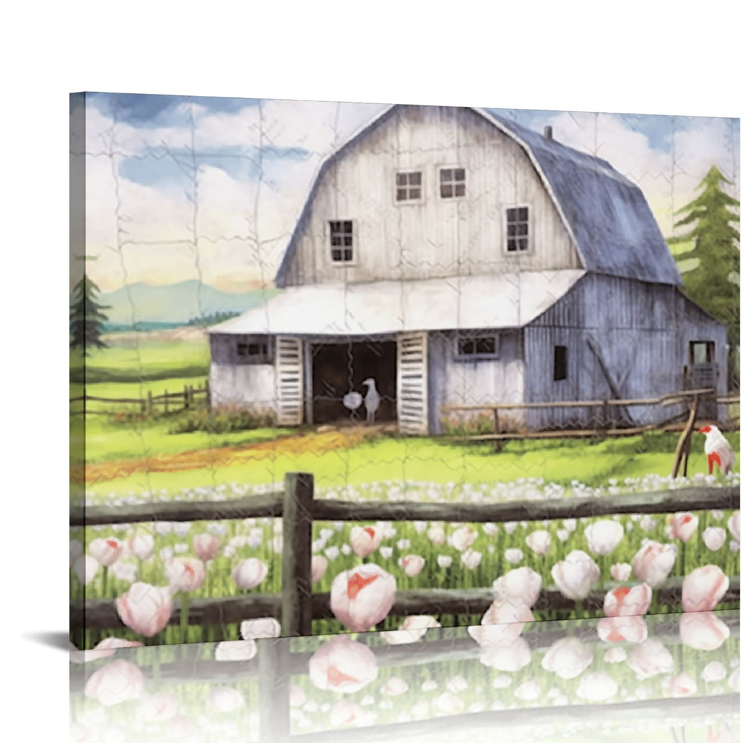 ARISTURING Farmhouse Barn Wall Art Country Vintage Watercolor Floral ...