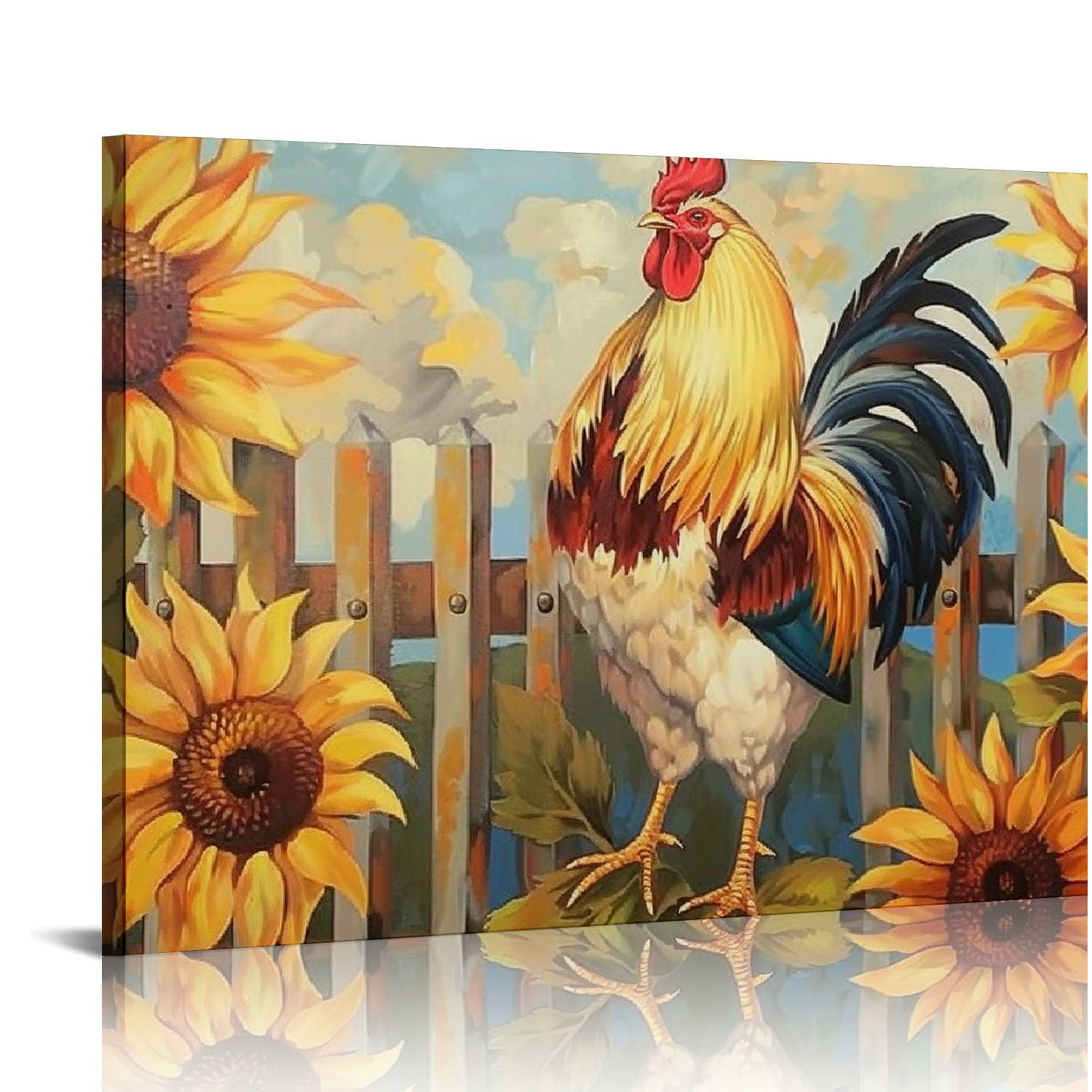 ARISTURING Farmhouse Chicken Wall Art Rooster Sunflowers Pictures ...