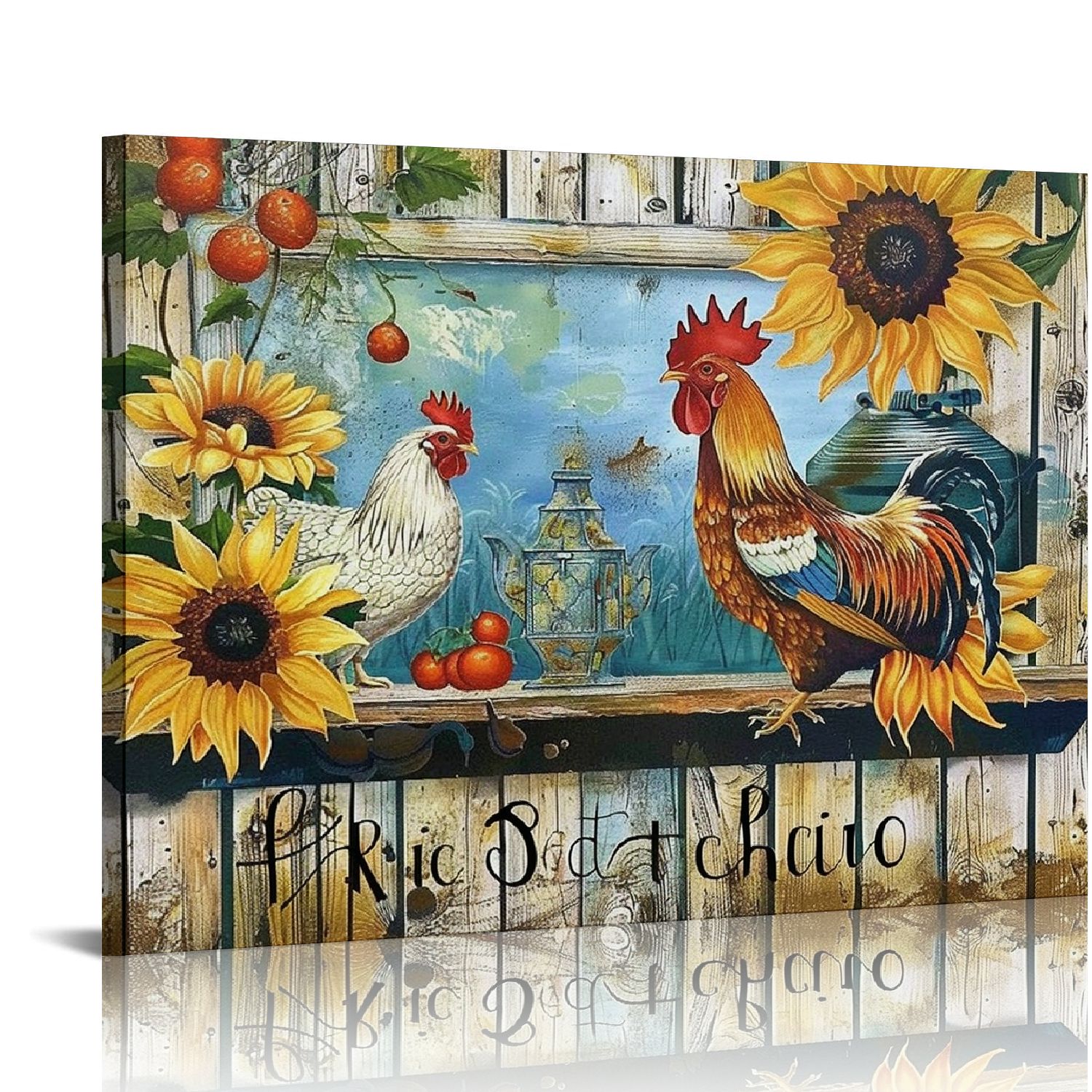 ARISTURING Farmhouse Chicken Wall Art Rooster Sunflowers Pictures ...