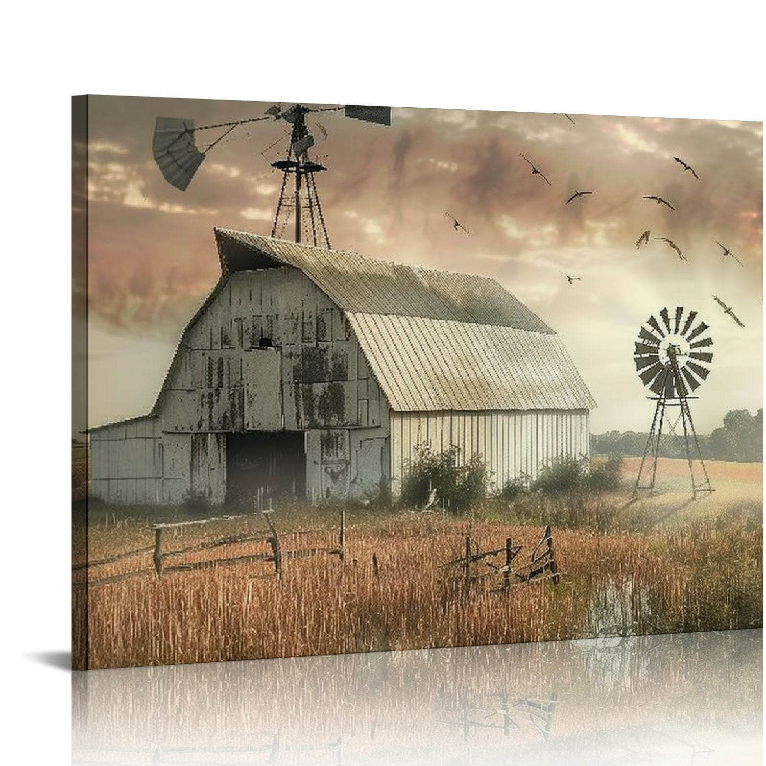 ARISTURING Farmhouse Old Barn Canvas Wall Art, Farmhouse Pictures Wall ...