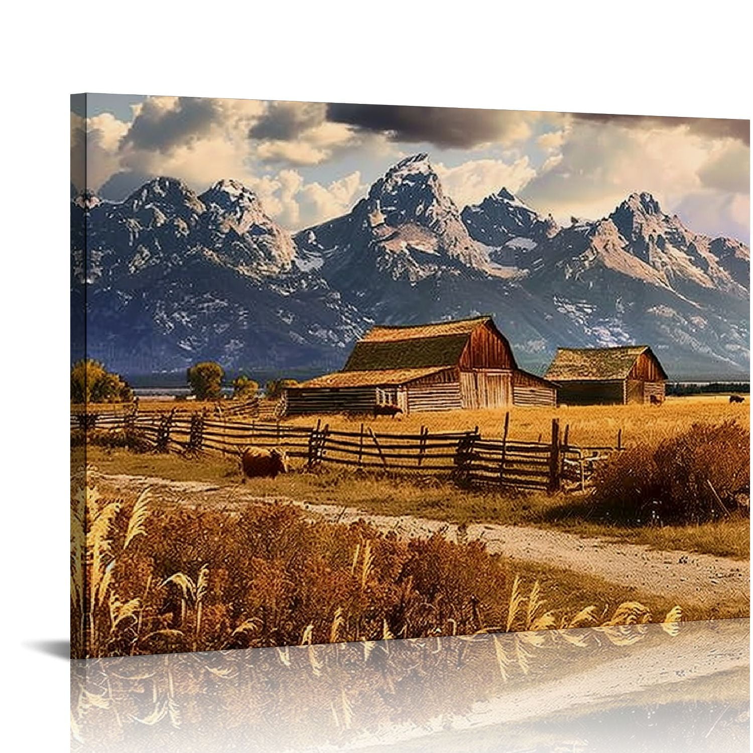 ARISTURING Farmhouse Old Barn Canvas Wall Art Vintage Rustic Farm ...