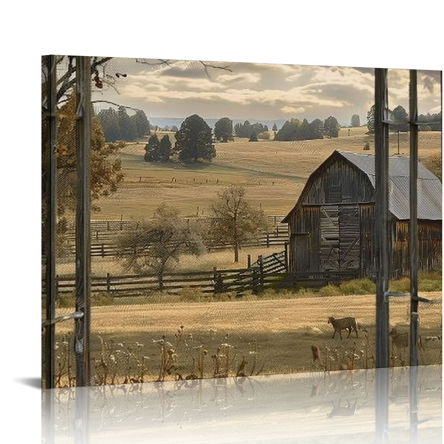 ARISTURING Farmhouse Old Barn Wall Art Western Landscape Pictures Wall ...
