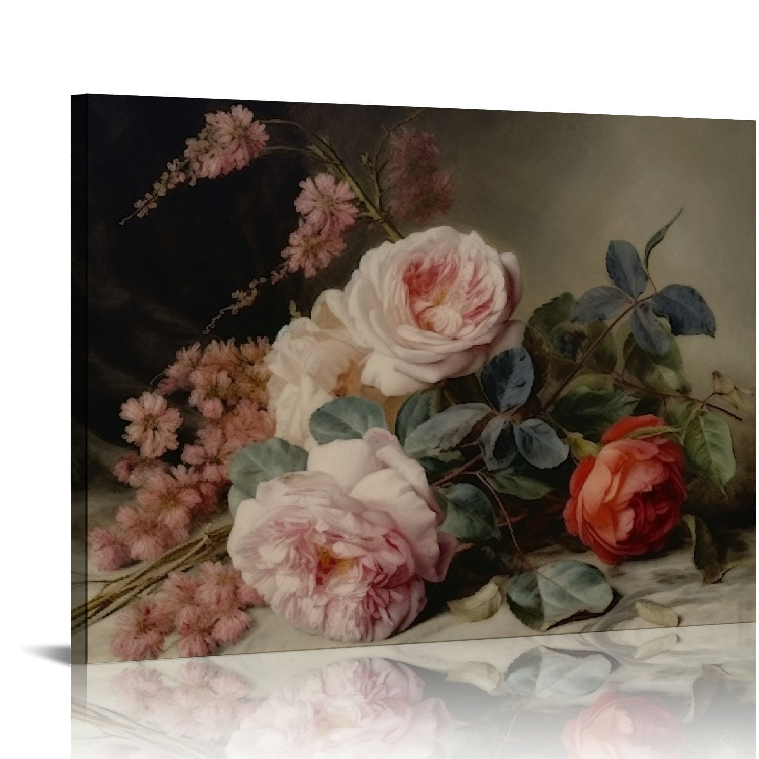 ARISTURING Farmhouse Still Life Pictures Living Room Neutral Pink Rose ...