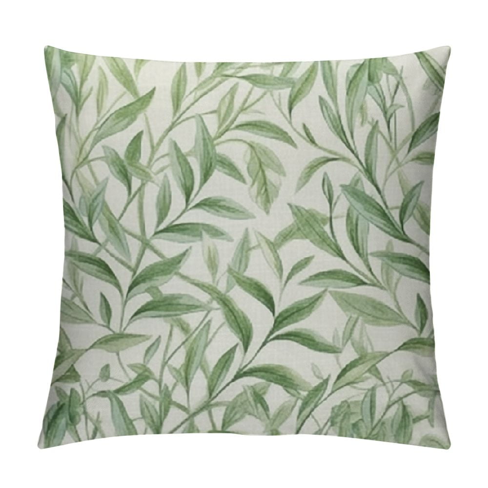 HENGT Farmhouse Throw Pillow Covers, Country Rustic Green Leaves ...