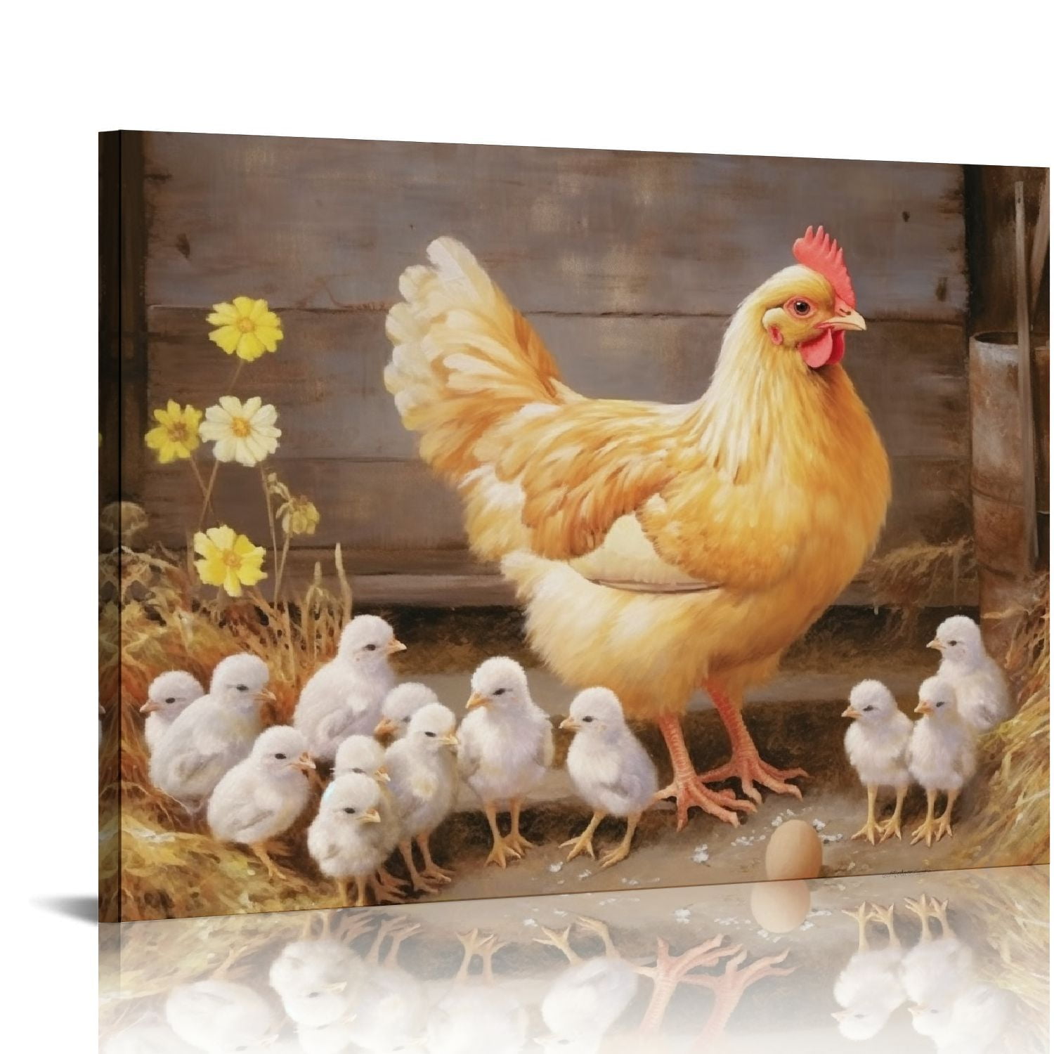 ARISTURING Farmhouse Wall Art Rooster Print: Hen Painting Small Born ...
