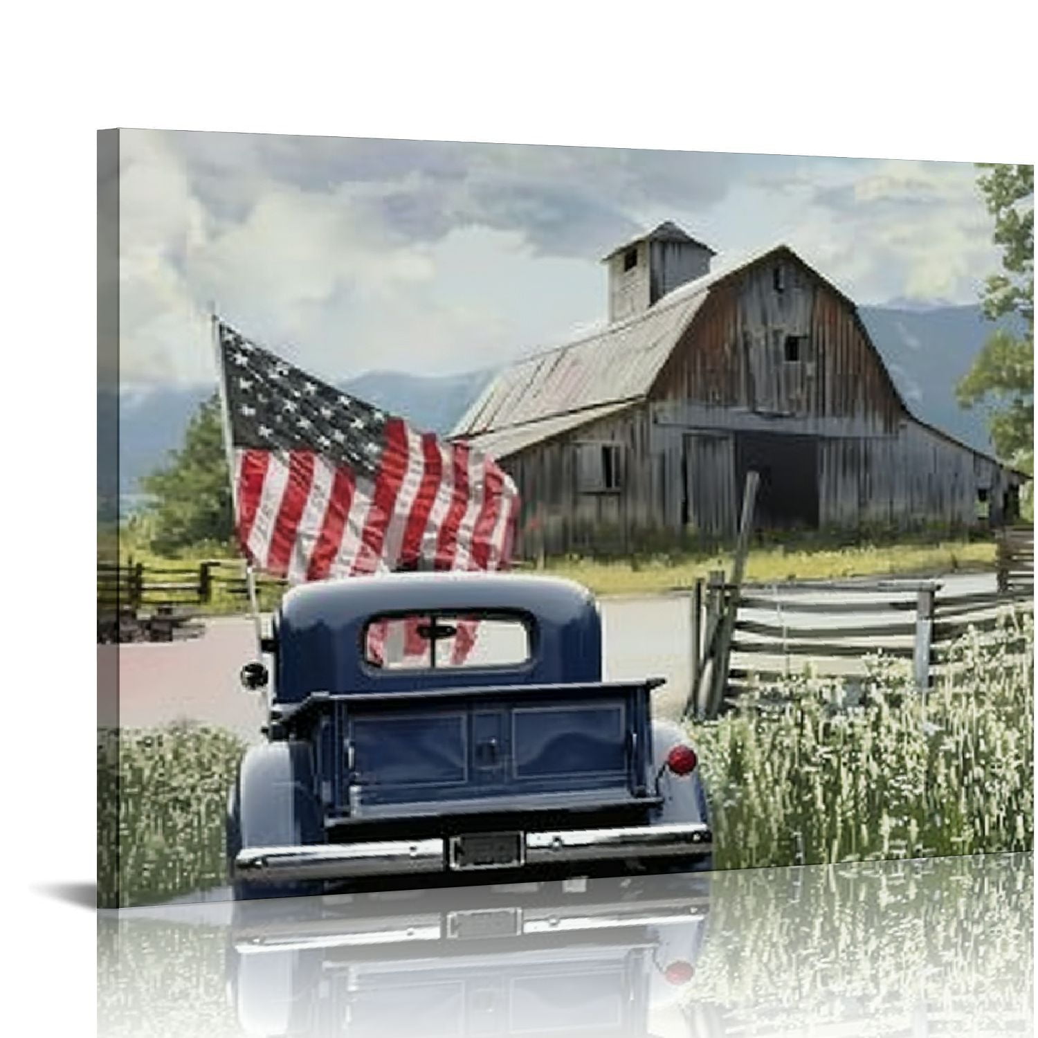 ARISTURING Farmhouse Wall Art Rustic Old Barn Canvas Painting Print ...
