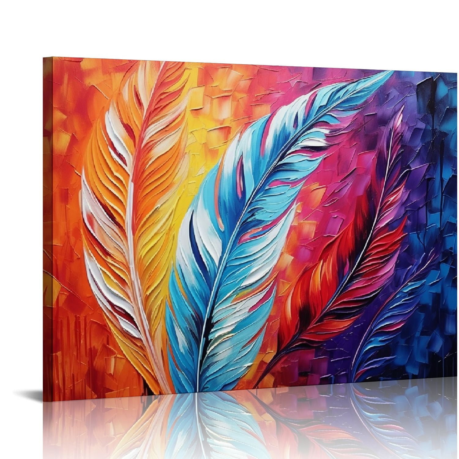 ARISTURING Feather Canvas Wall Art Colorful Feather Art Beautiful Bird ...