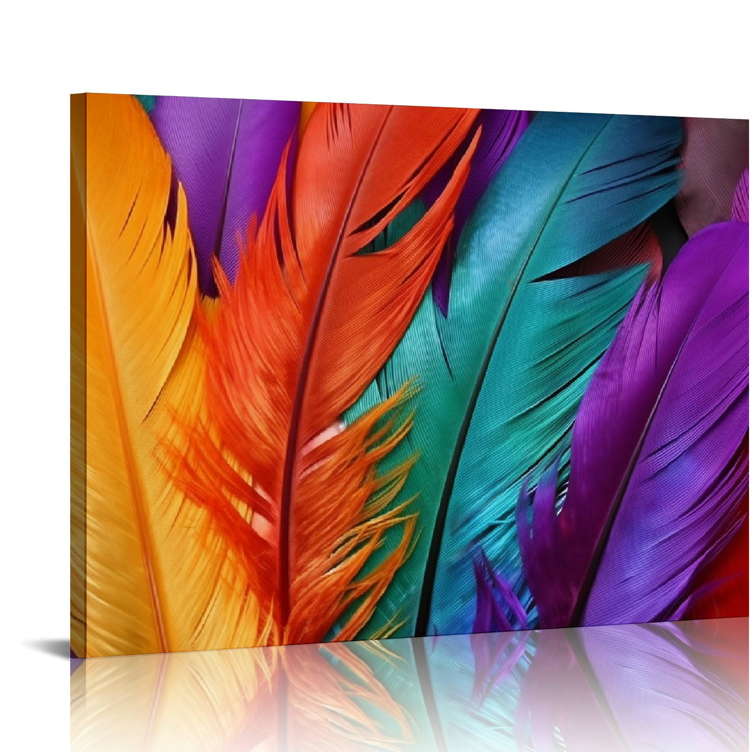 ARISTURING Feather Canvas Wall Art for Living Room Bedroom Colorful ...