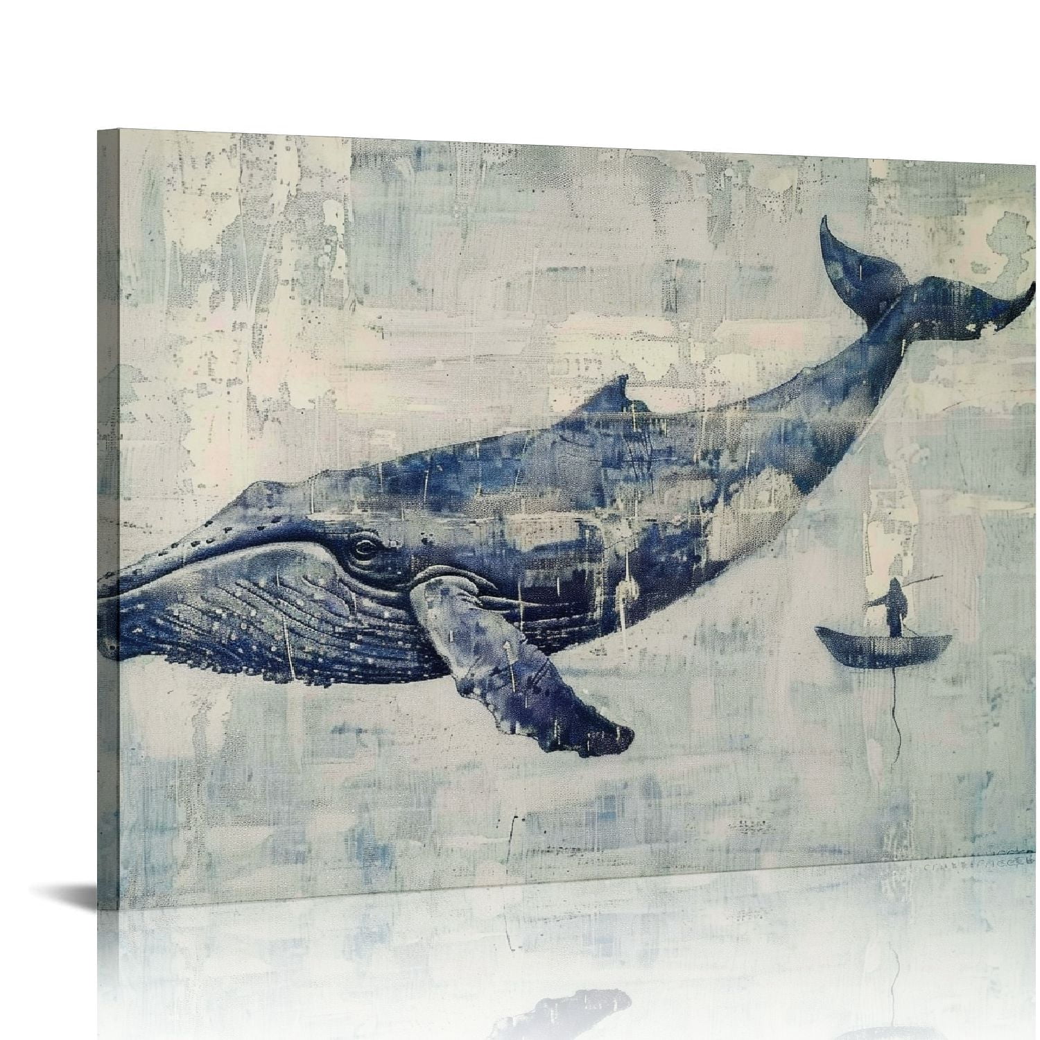 ARISTURING Fish Canvas Wall Art Lovely Whale Paintings Modern Coastal ...