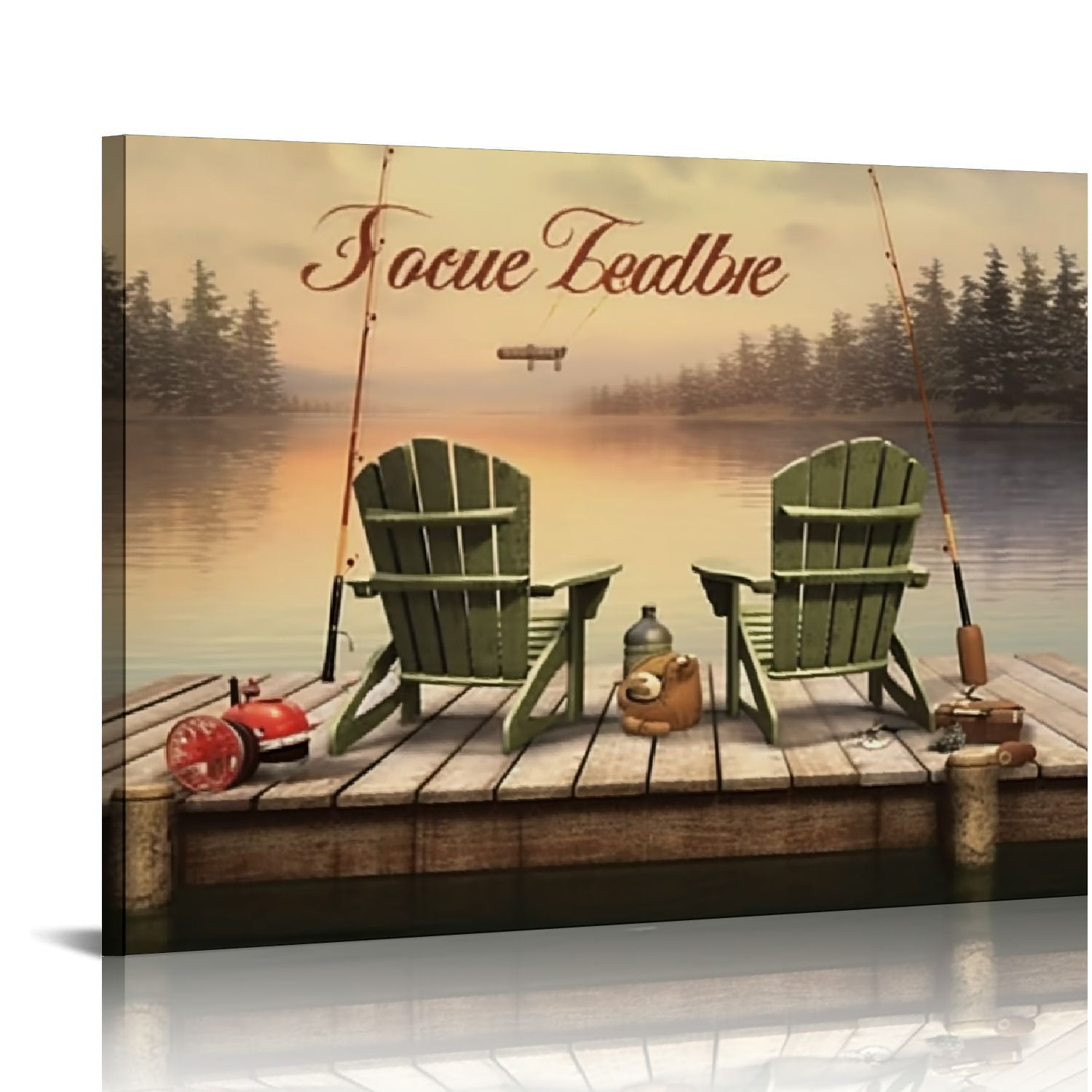 ARISTURING Fishing Wall Art Farmhouse Lake Cabin Pictures Wall Decor ...