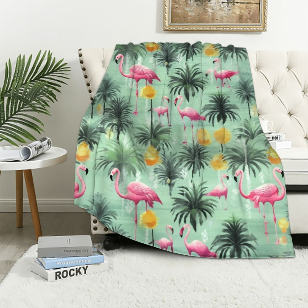 ARISTURING Flamingo Blanket Green Cute Flamingo Gifts for Women Girls ...