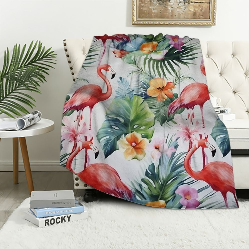 ARISTURING Flamingo Sherpa Blanket Throw Print Cozy Lightweight Durable ...