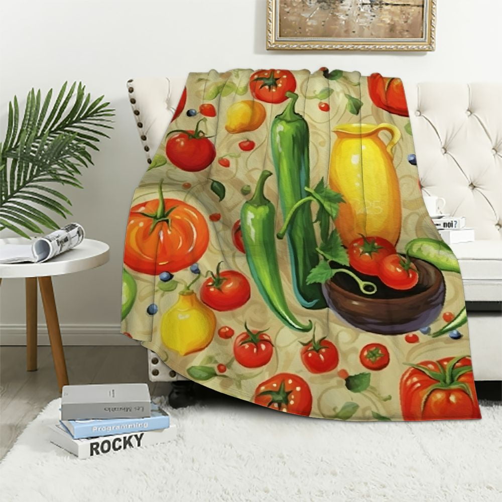 HENGT Flannel Blanket Cucumber and Tomato Lightweight Cozy Bed Blanket Soft Throw Blanket fits ...