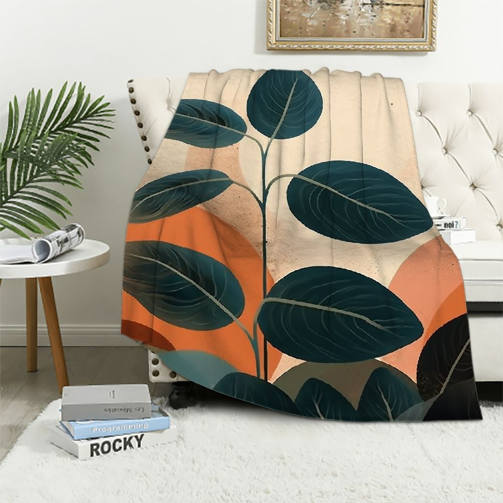 ARISTURING Flannel Blanket Throw, Minimalist Mid Century Abstract Art ...