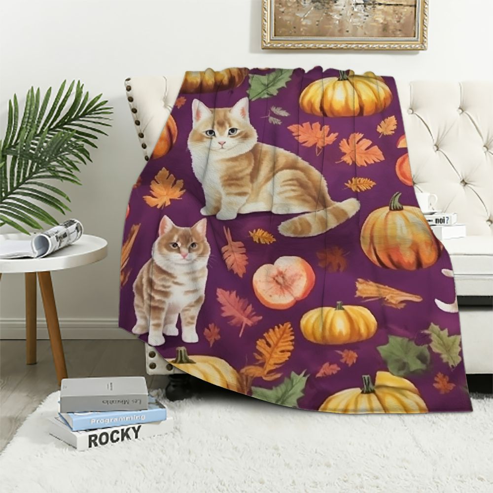 HENGT Flannel Plush Throw Blanket,Cute welsh corgi fall party pumpkins ...