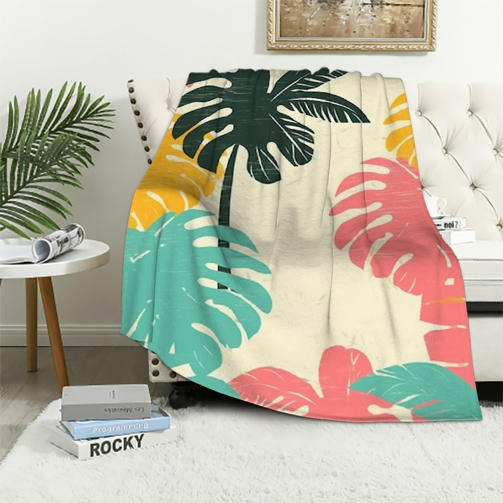 ARISTURING Flannel Throw Blanket Mid Century Abstract Art Tropical ...