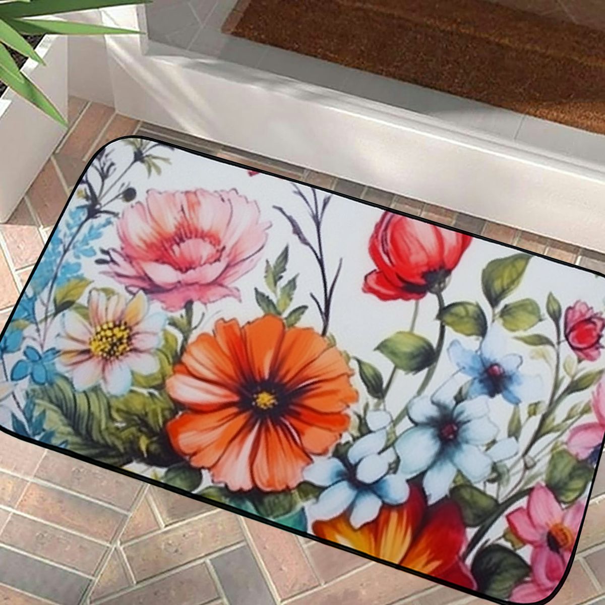 ARISTURING Floral Kitchen Rugs Non Slip Washable Kitchen Mats for Floor ...