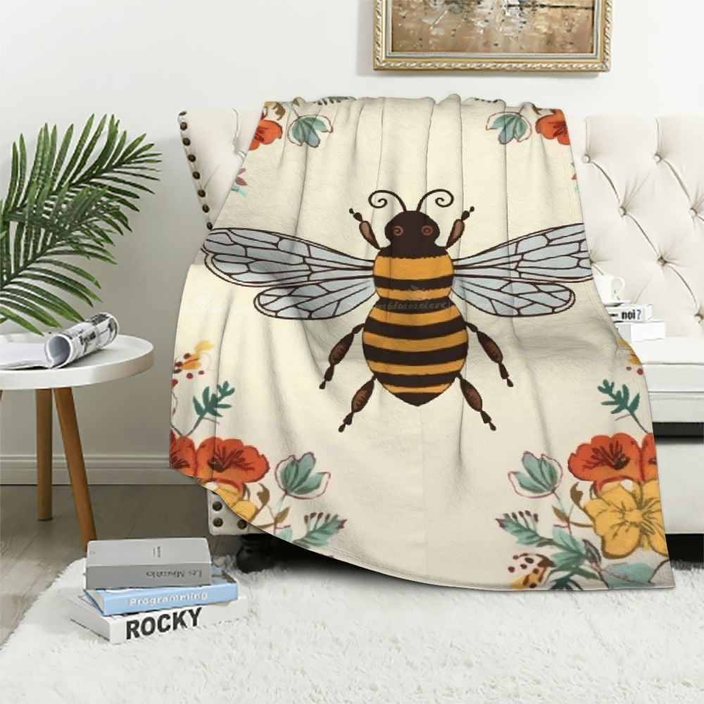 ARISTURING Flower Bee Fall Blanket Gift for Lightweight Plush Comfy ...