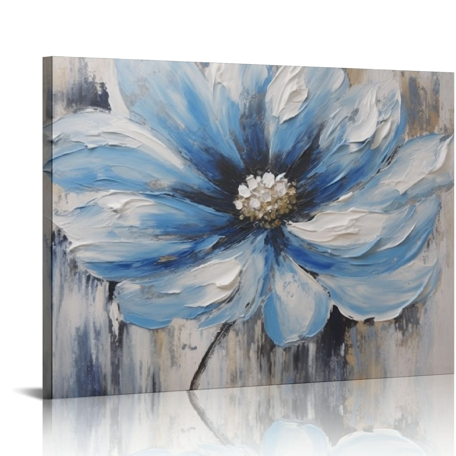 Aristuring Flower Canvas Wall Art For Living Room White Blue Flower