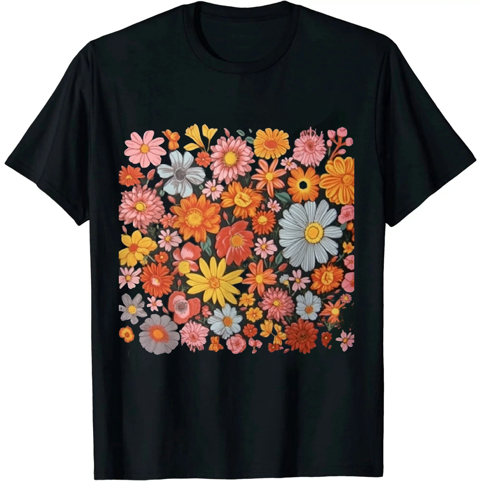 ARISTURING Flower Shirt for Women Cute Floral Print T-Shirt Summer Wild ...