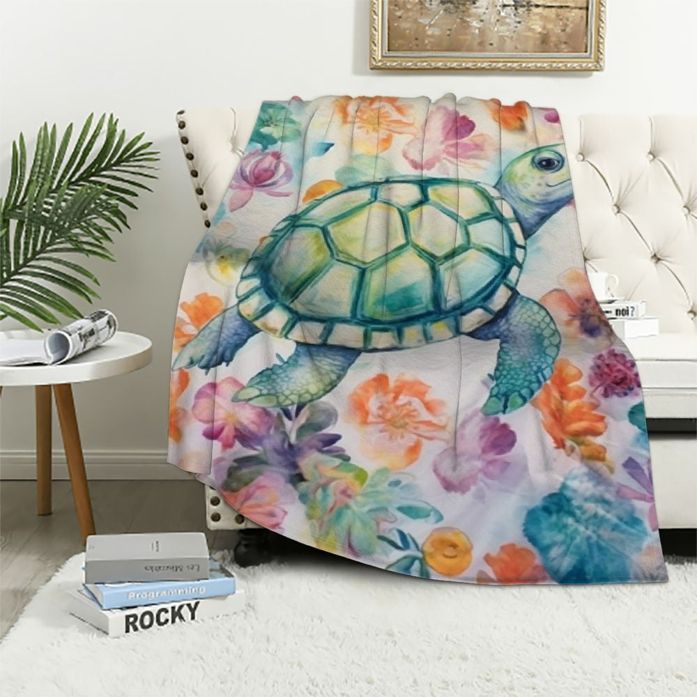 HENGT Flowers Sea Turtle Blanket Sea Turtle Gifts for Women Throw ...