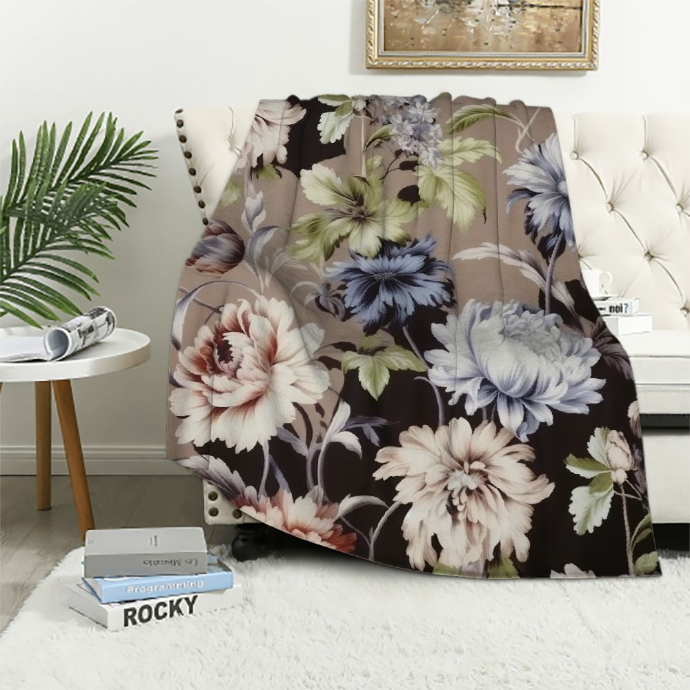 ARISTURING Flowers Throw Blanket Vintage Floral Blossom Botanical ...