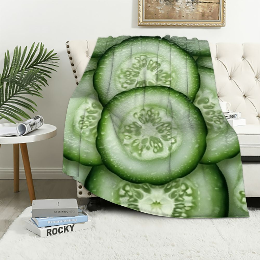 ARISTURING Food Cucumber Flannel Throw Blanket Novelty Vegetable Fruit ...