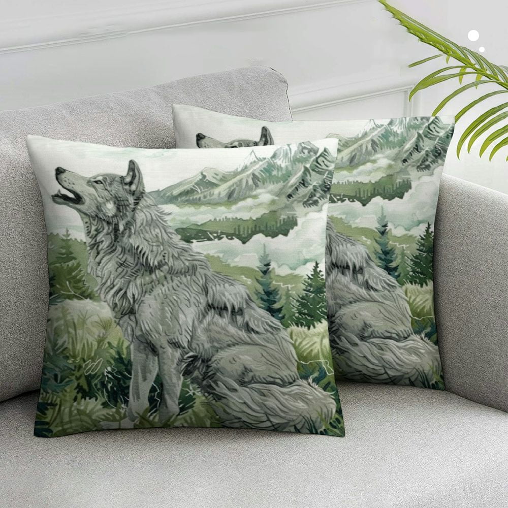 ARISTURING Forest Animal Pillow Covers , Wolf Cushion Case Outdoor Sofa ...