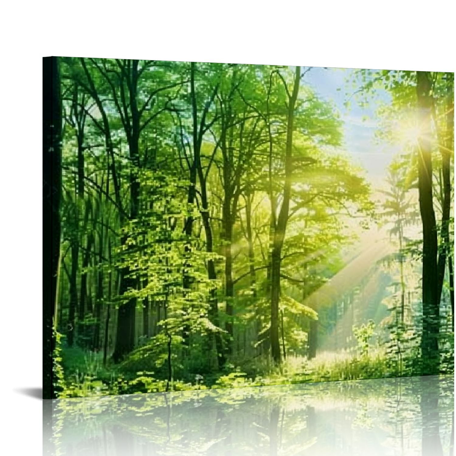 ARISTURING Forest Canvas Wall Art Decor - Large Forest Wall Art Green ...