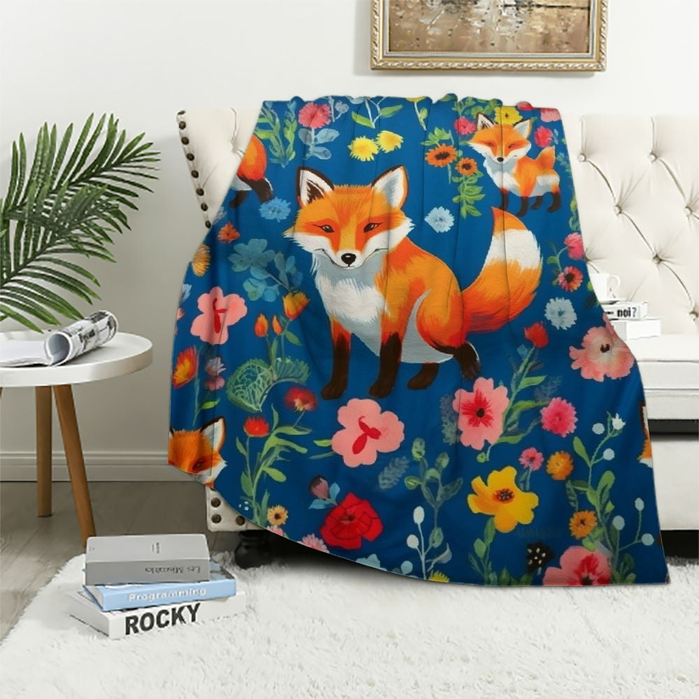 ARISTURING Fox Blanket Cute Fox Throw Blanket,Flannel Blanket Cozy ...