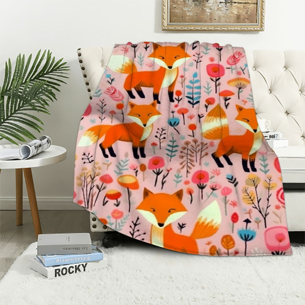 HENGT Fox Blanket for Girls, Fox Gifts for Girls Kids Cute Pink Fox ...