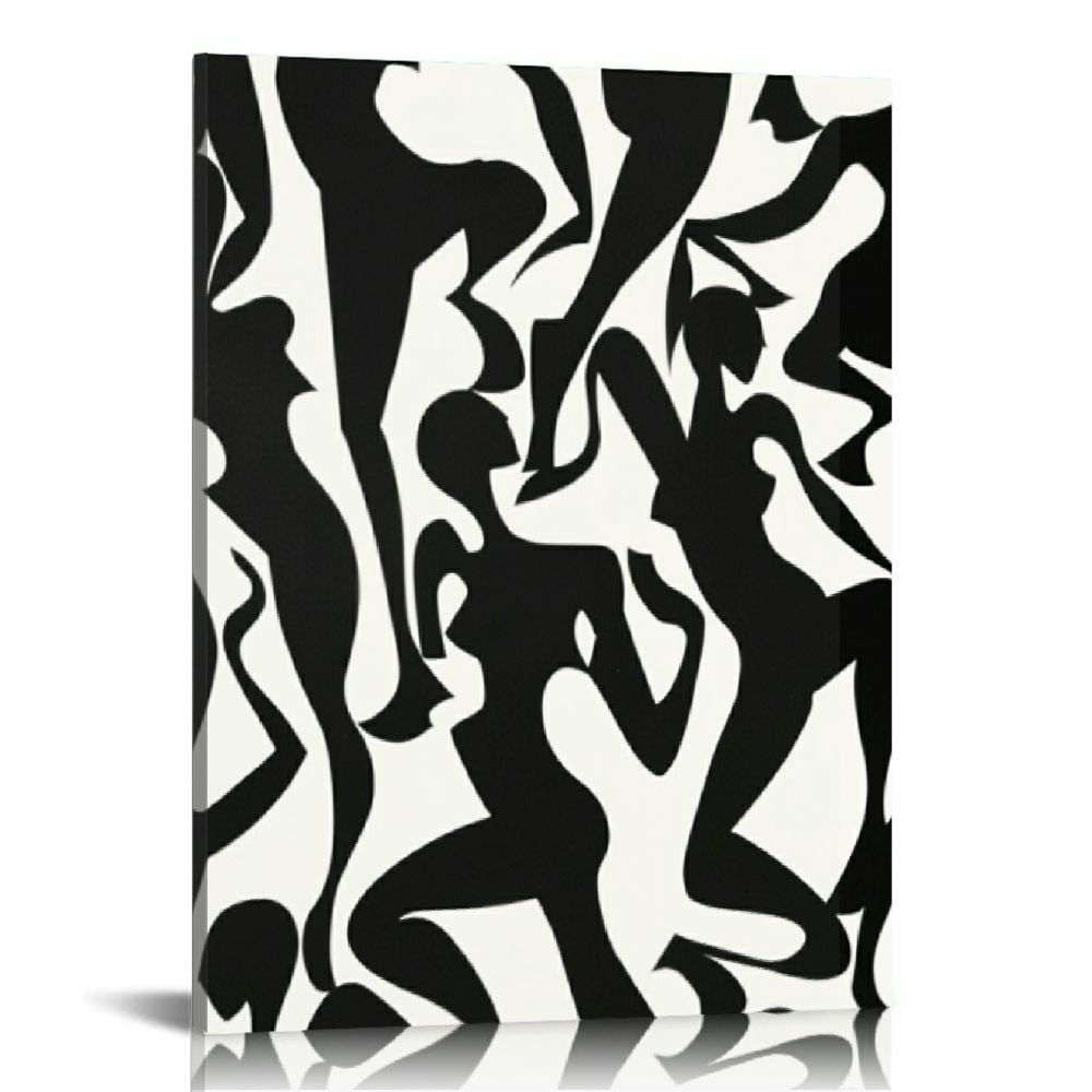 ARISTURING Framed Abstract lines Modern Black and White Woman Canvas ...
