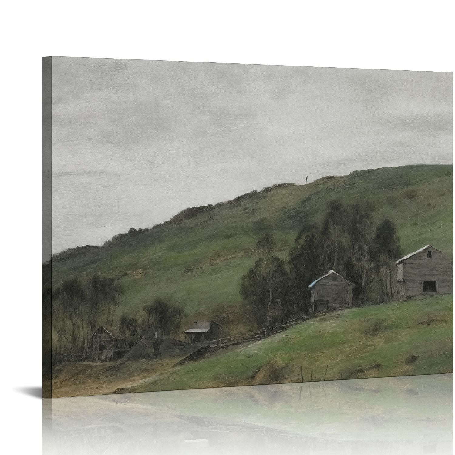 ARISTURING Framed Canvas Print Wall Art Rural Pastoral Green ...