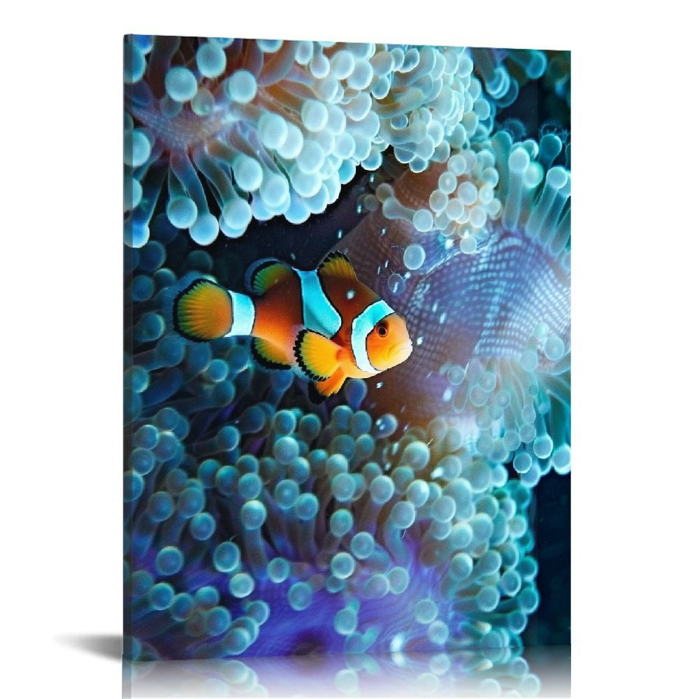 ARISTURING Framed Canvas Wall Art Clownfish Bedroom Marine Life ...