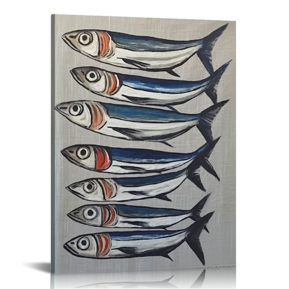 ARISTURING Framed Fish Canvas Wall Art Print Vintage Still Life Oil ...