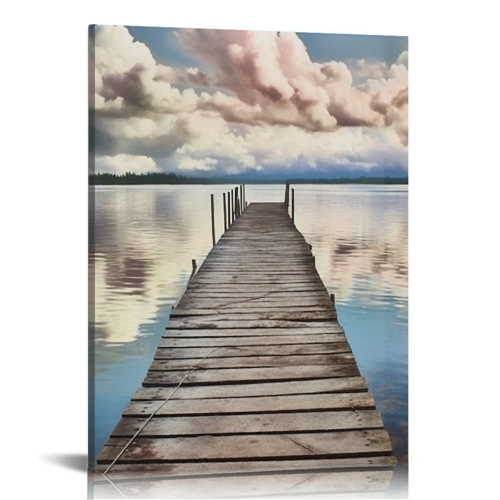 ARISTURING Framed Lake Wall Art Print: Bedroom Living Room Modern ...