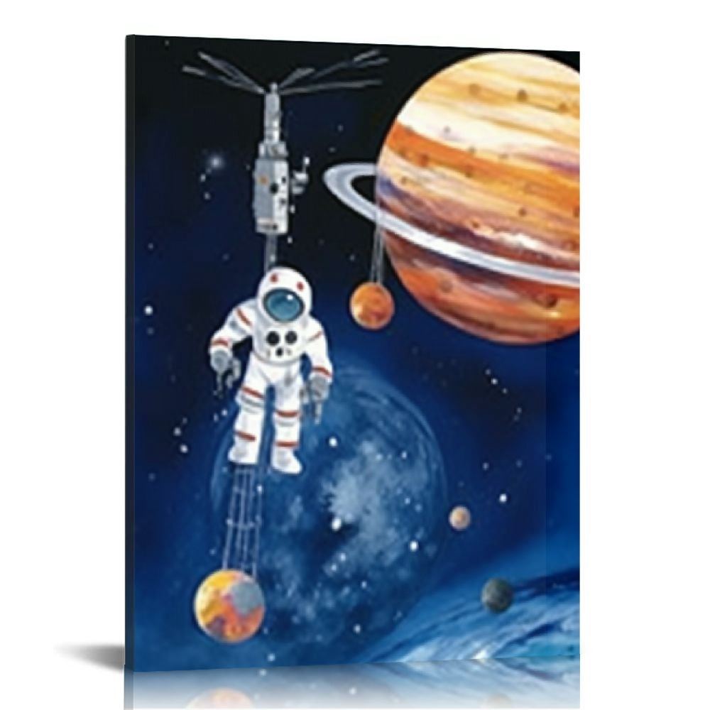 ARISTURING Framed Outer Space Art Prints Cartoon Watercolor Planet Wall ...