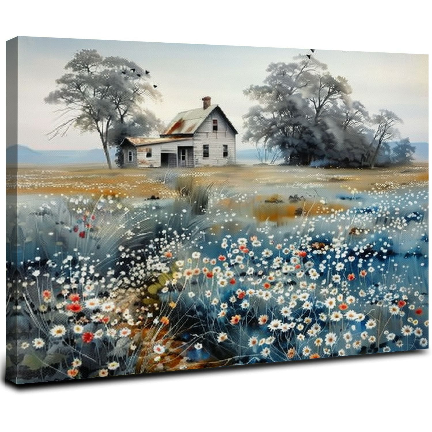 ARISTURING Framed Rustic Farmhouse Canvas Wall Art Beautiful Field ...