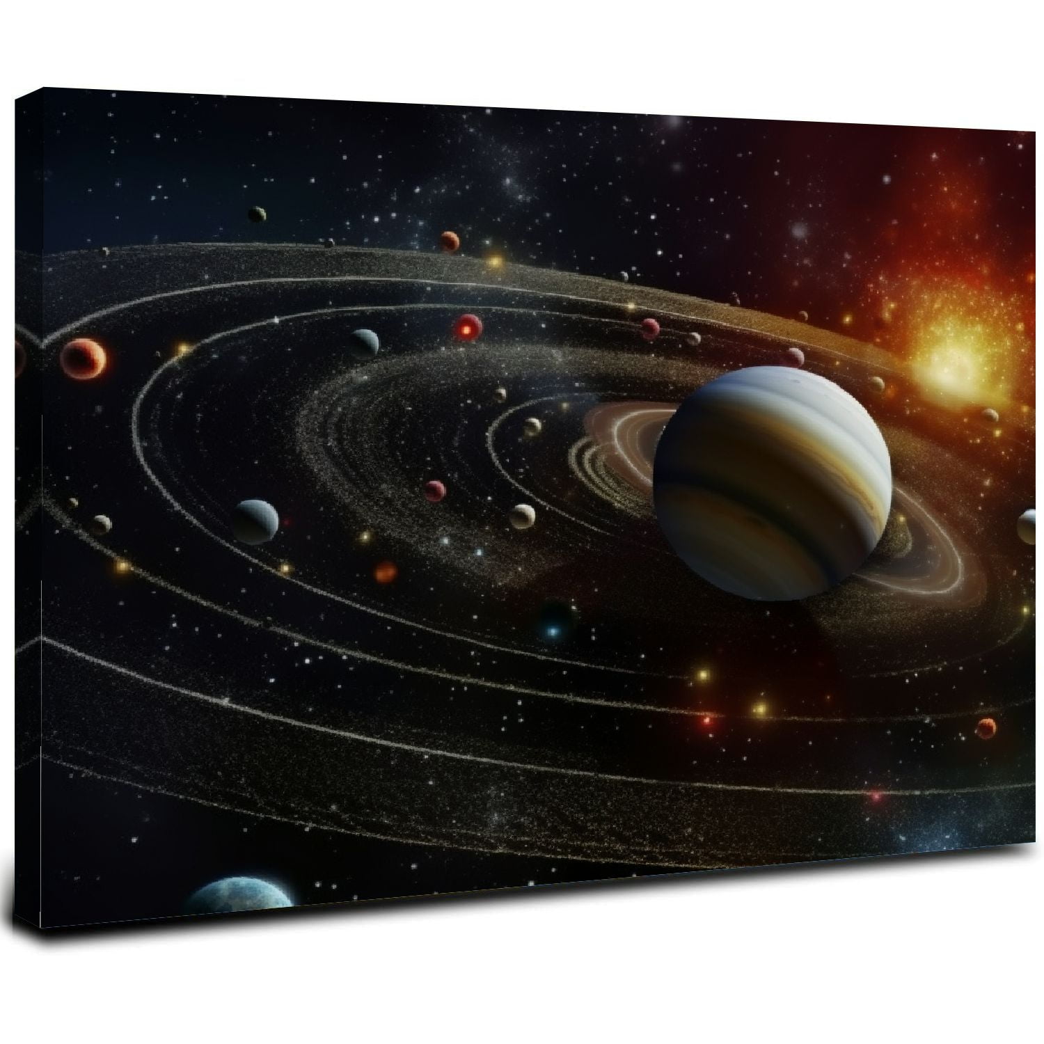 ARISTURING Framed Theme Galaxy Astronomy Canvas Wall Art Universe Solar System Poster Planets ...