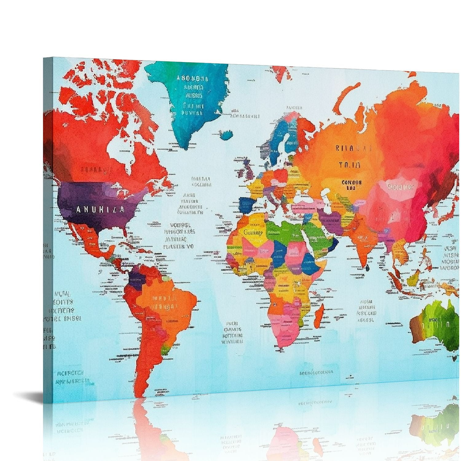 ARISTURING Framed World Map Wall Decor Canvas Art Pictures for Office ...