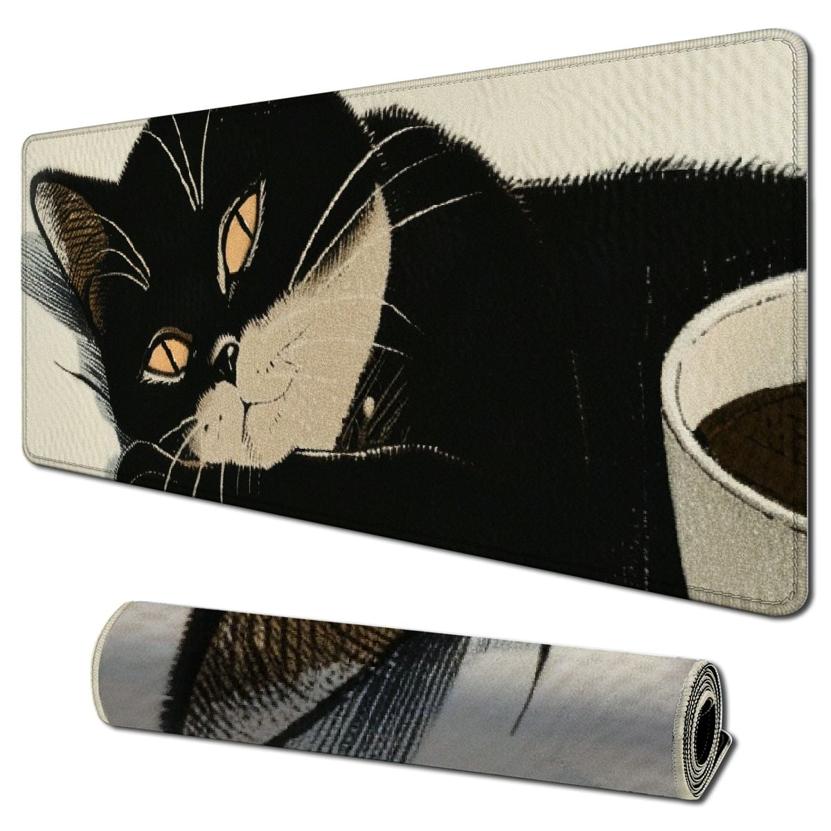 ARISTURING Funny Cat mouse pad,Mouse pad with wrist rest,Mouse pad with ...