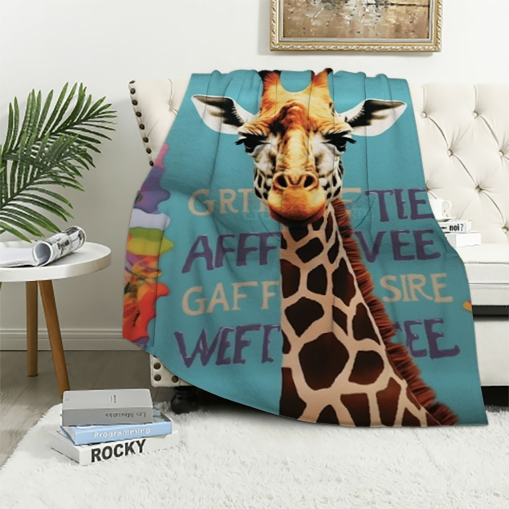 ARISTURING Funny Giraffe Blanket Warm Cozy African Wild Animal Giraffe ...
