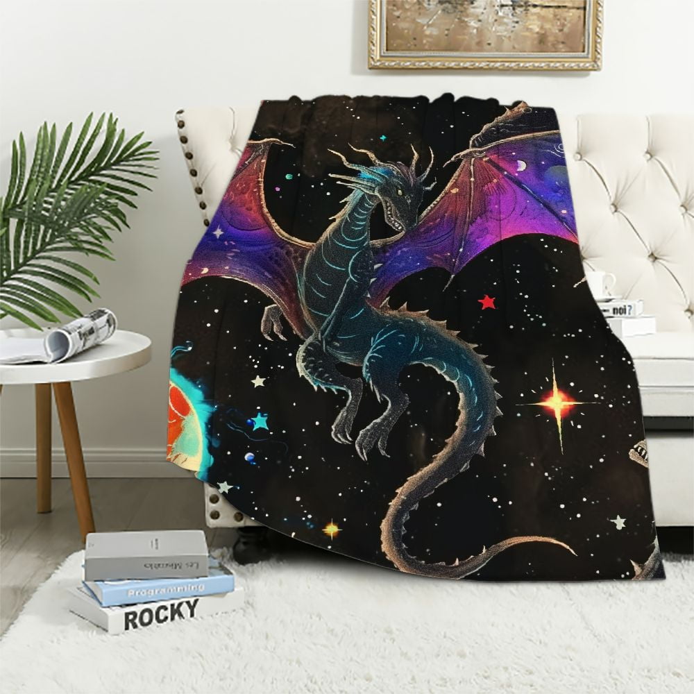 ARISTURING Galaxy Dragon Throw Blanket Outer Space Starry Sky Sherpa ...