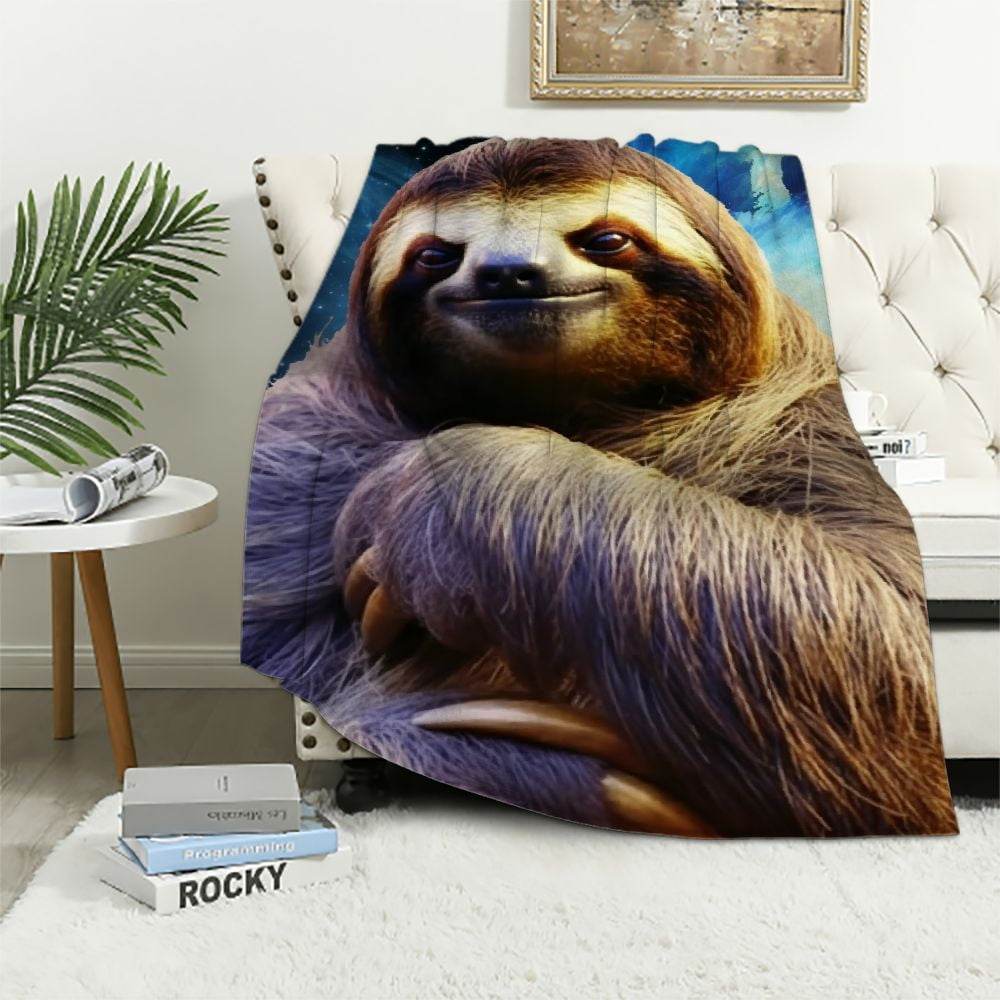 ARISTURING Galaxy Sloth Throw Blanket Cute Sloth Nebula Milky Way ...