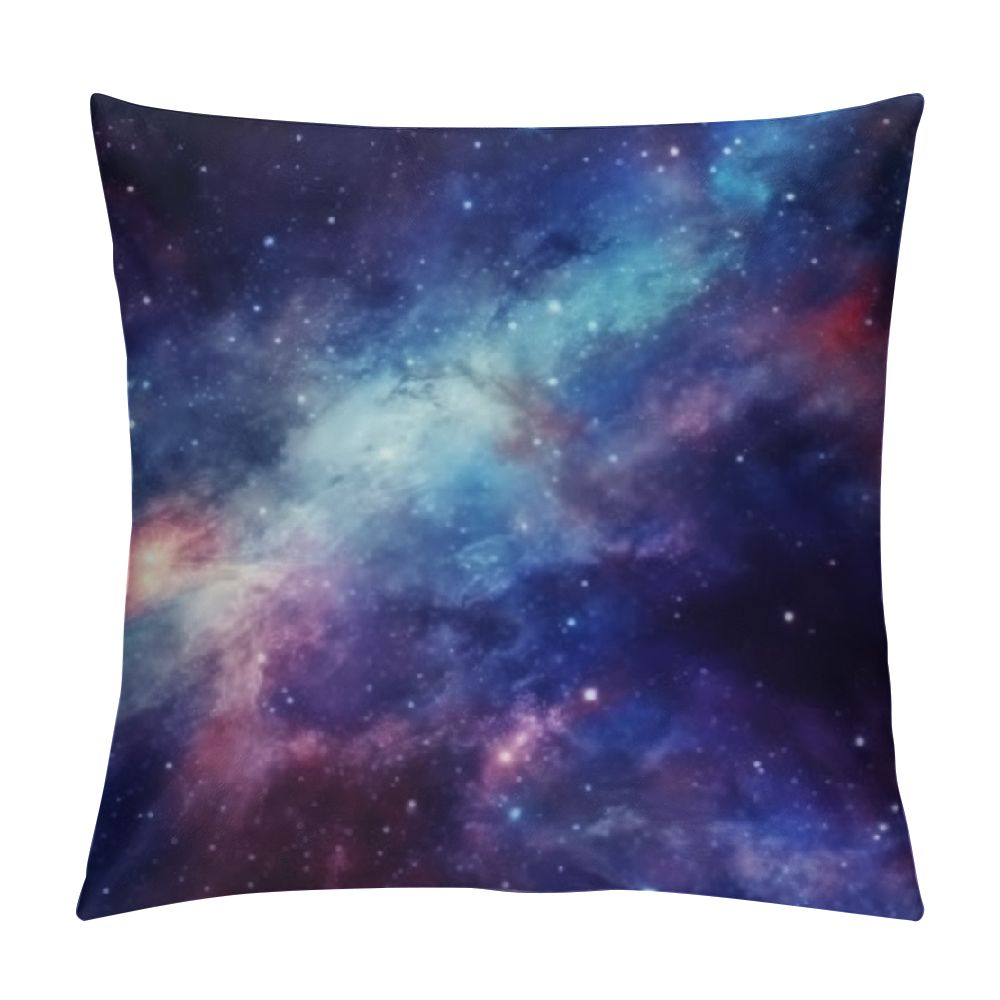 ARISTURING Galaxy Throw Pillow Cover Queen Blue Purple Outer Space ...