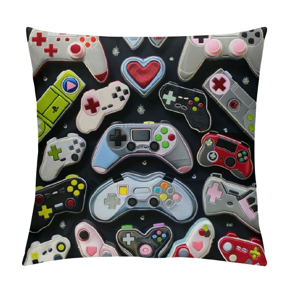 ARISTURING Gamer Square Throw Pillow Case Video Game Controller Cushion ...